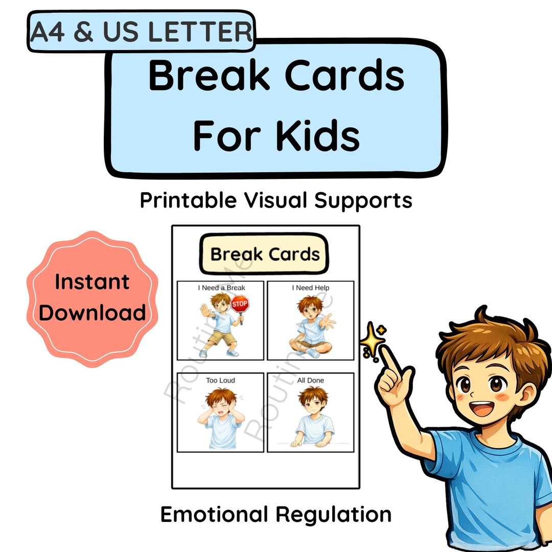 Printable Break Cards for Kids | Autism Communication Supports (instant ...