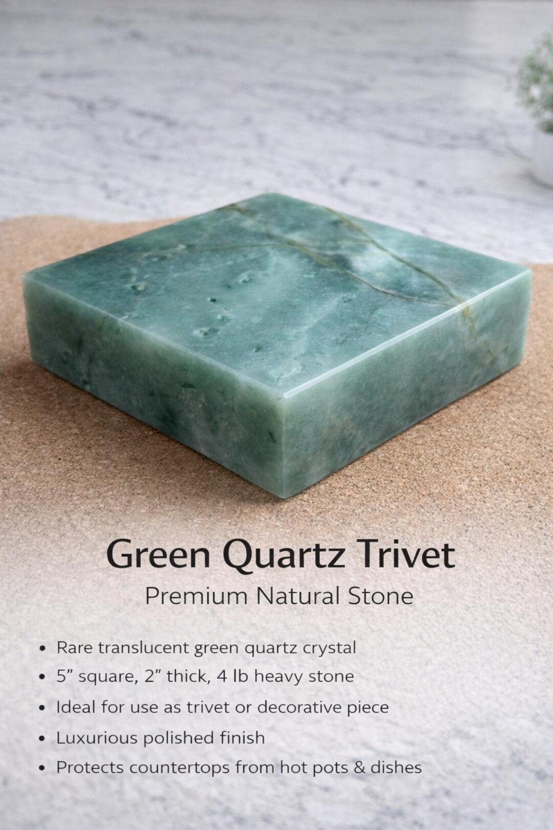 Green Quartz Trivet Rare Natural Stone Luxury Thick Quartz Coaster ...