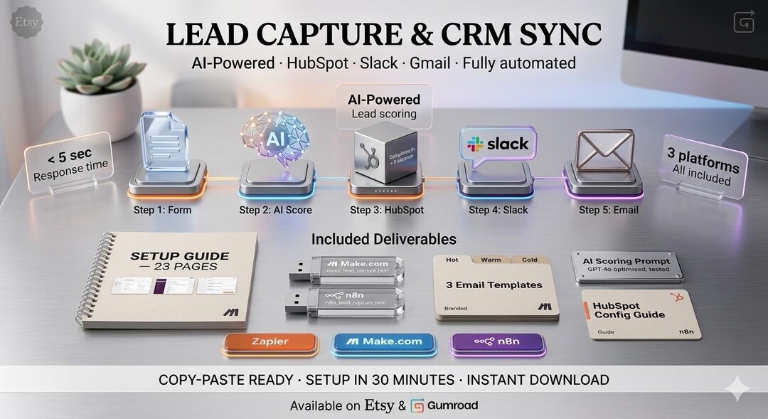 Automated Lead Capture CRM Sync Template | AI Scoring, Hubspot, Slack ...
