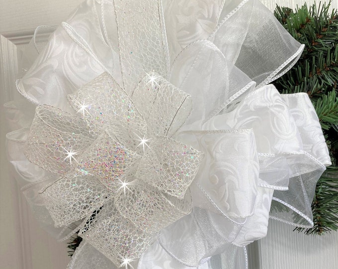 Wedding Bows Large Wired Bows Large White Pew Bows Bridal - Etsy