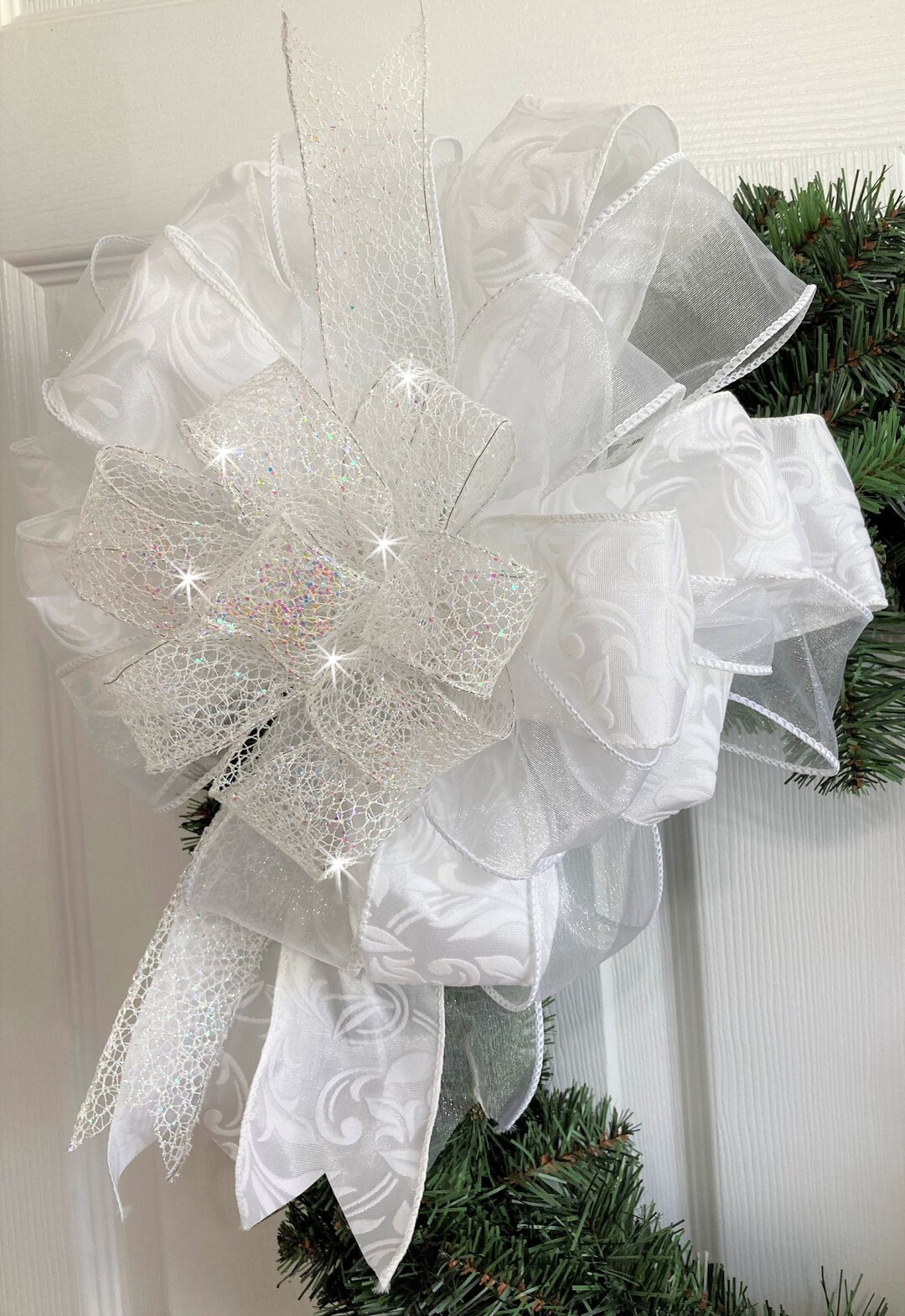 Wedding Bows Large Wired Bows Large White Pew Bows Bridal - Etsy
