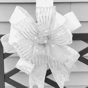 Wedding Bows Large Wired Bows Large White Pew Bows Bridal Shower Bows ...
