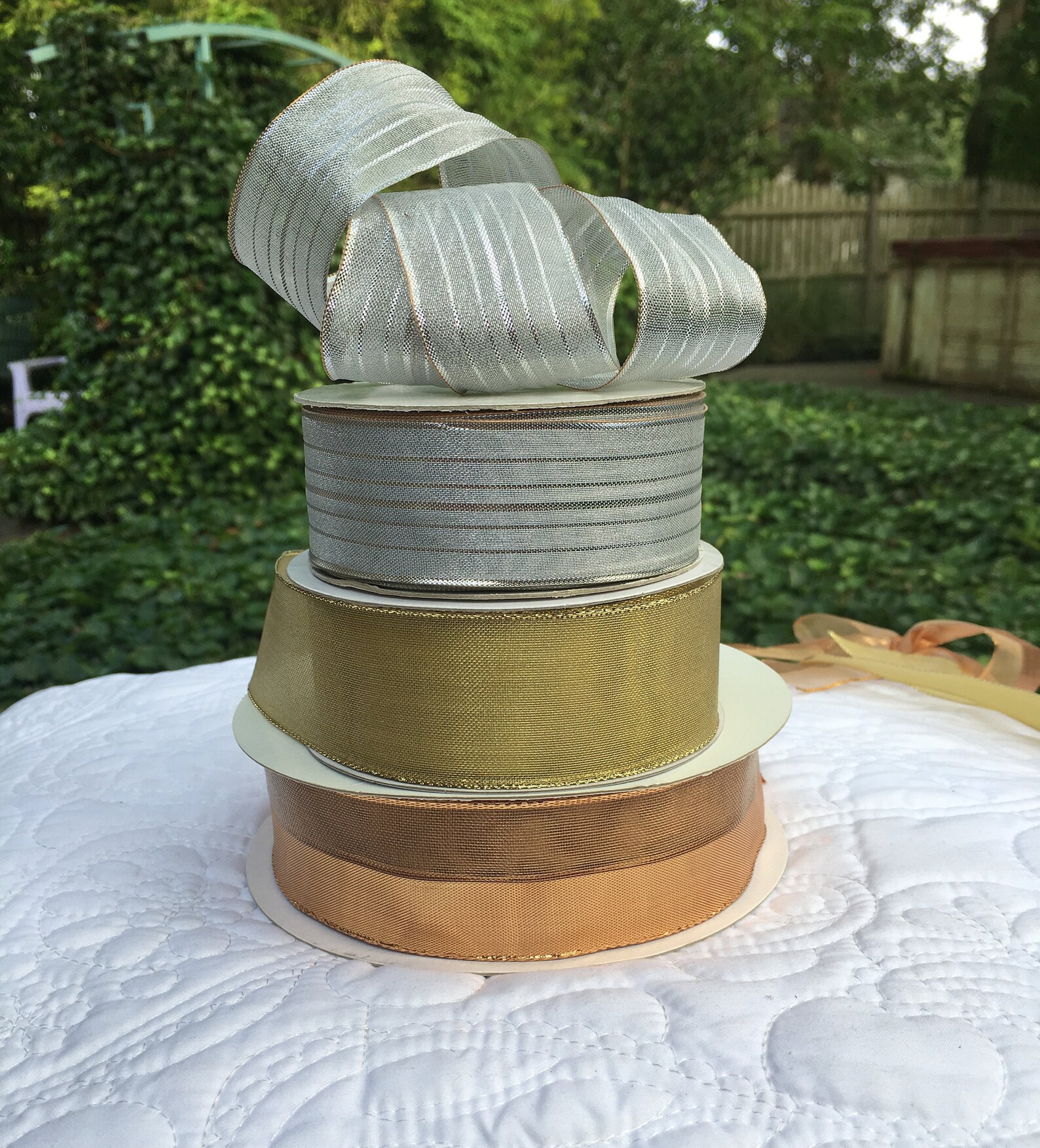 Gold Metallic Wired Ribbon in Silver Copper or Gold for - Etsy