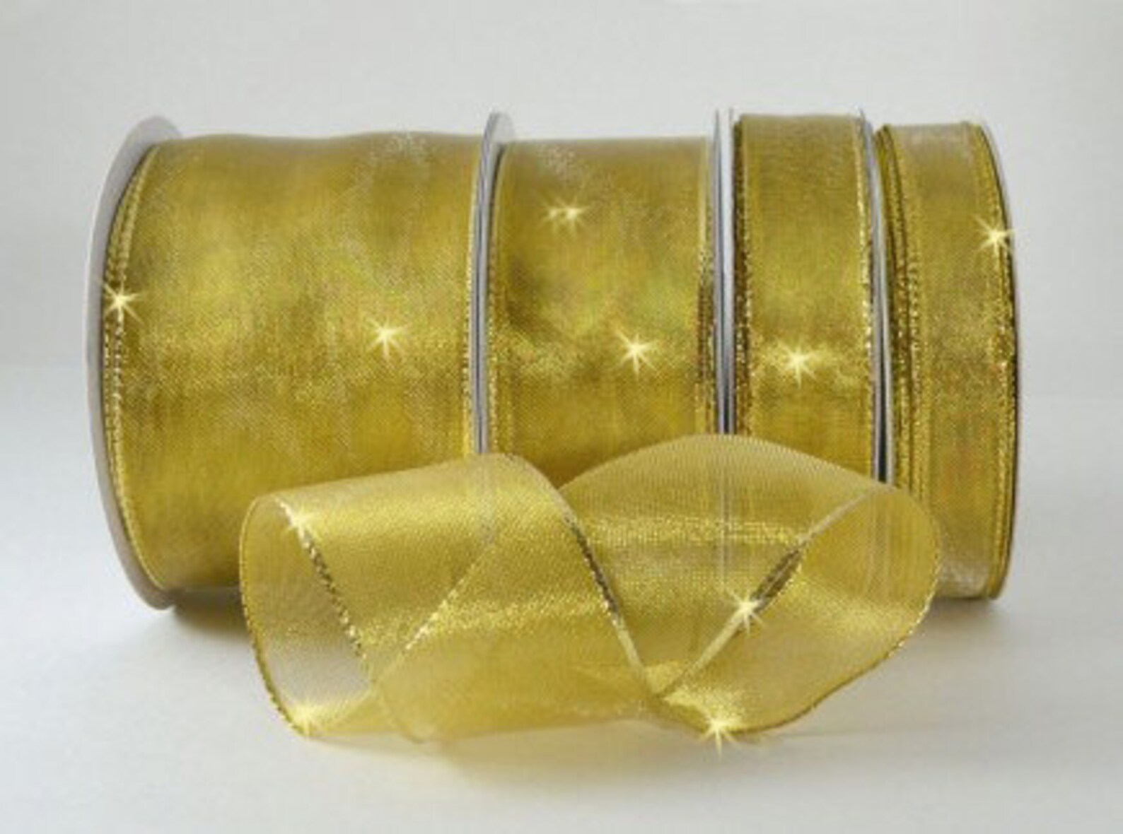 Gold Metallic Sheer Shimmer Wired Ribbon in Silver and Gold - Etsy