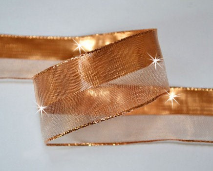 Gold Metallic Wired Ribbon in Silver Copper or Gold for | Etsy