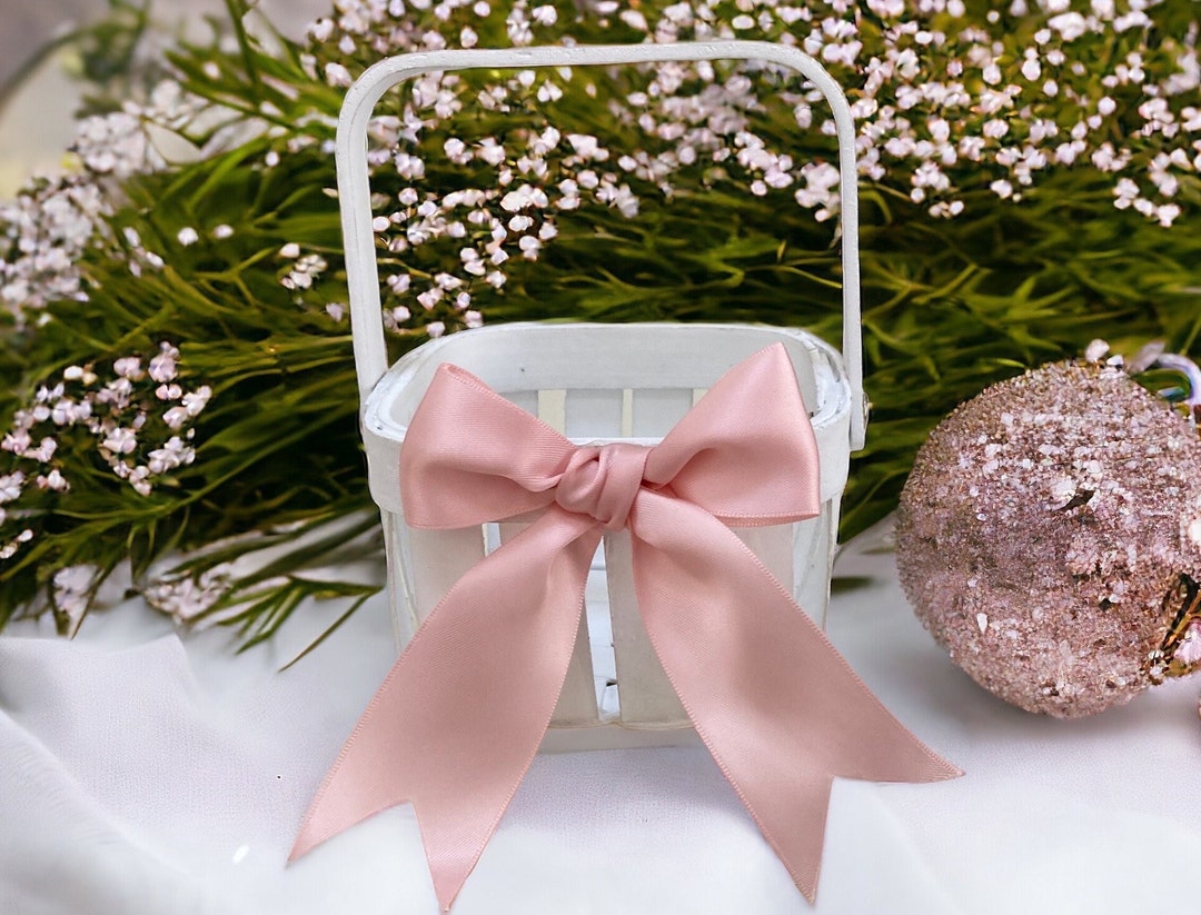 Small Flower Girl Basket Baby Girl Wedding Basket Choice of Satin Bows ...