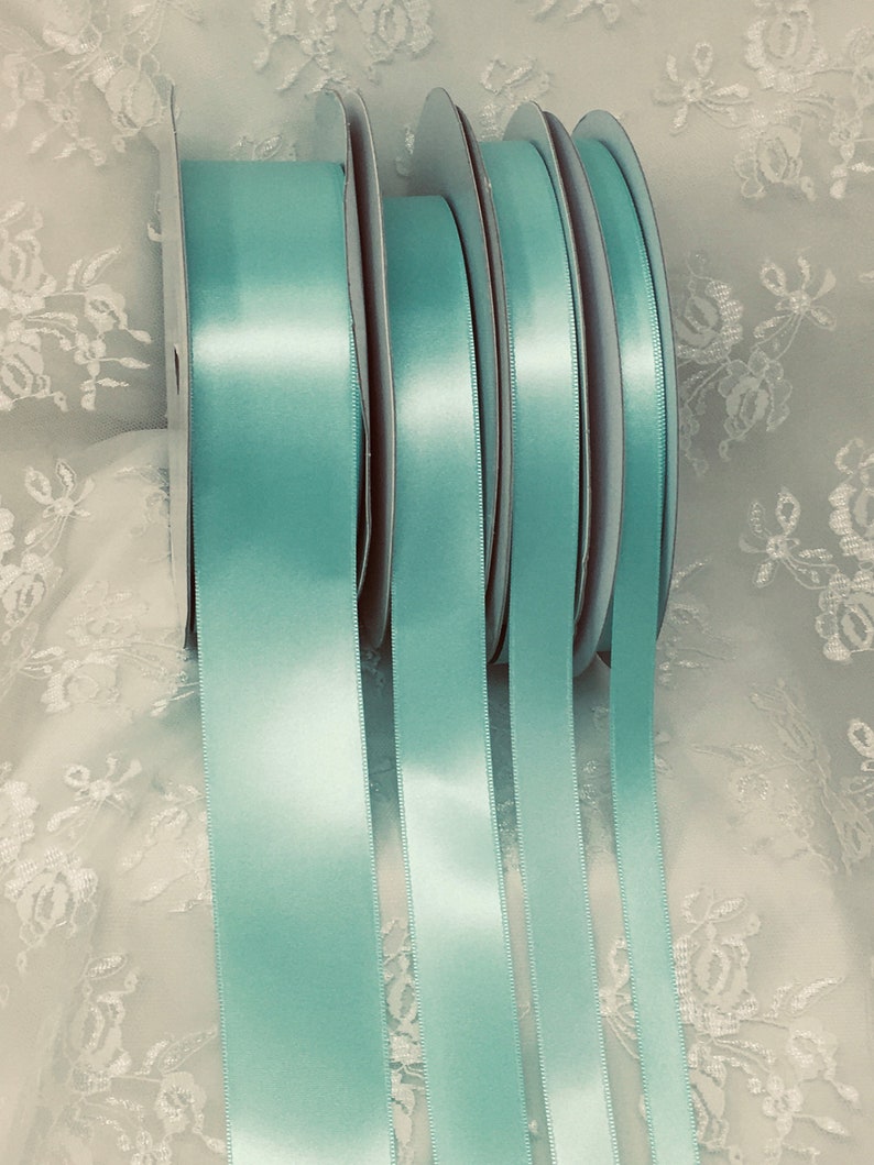 Aqua Satin Ribbon Double Sided Quality Satin for Weddings, Invitations ...