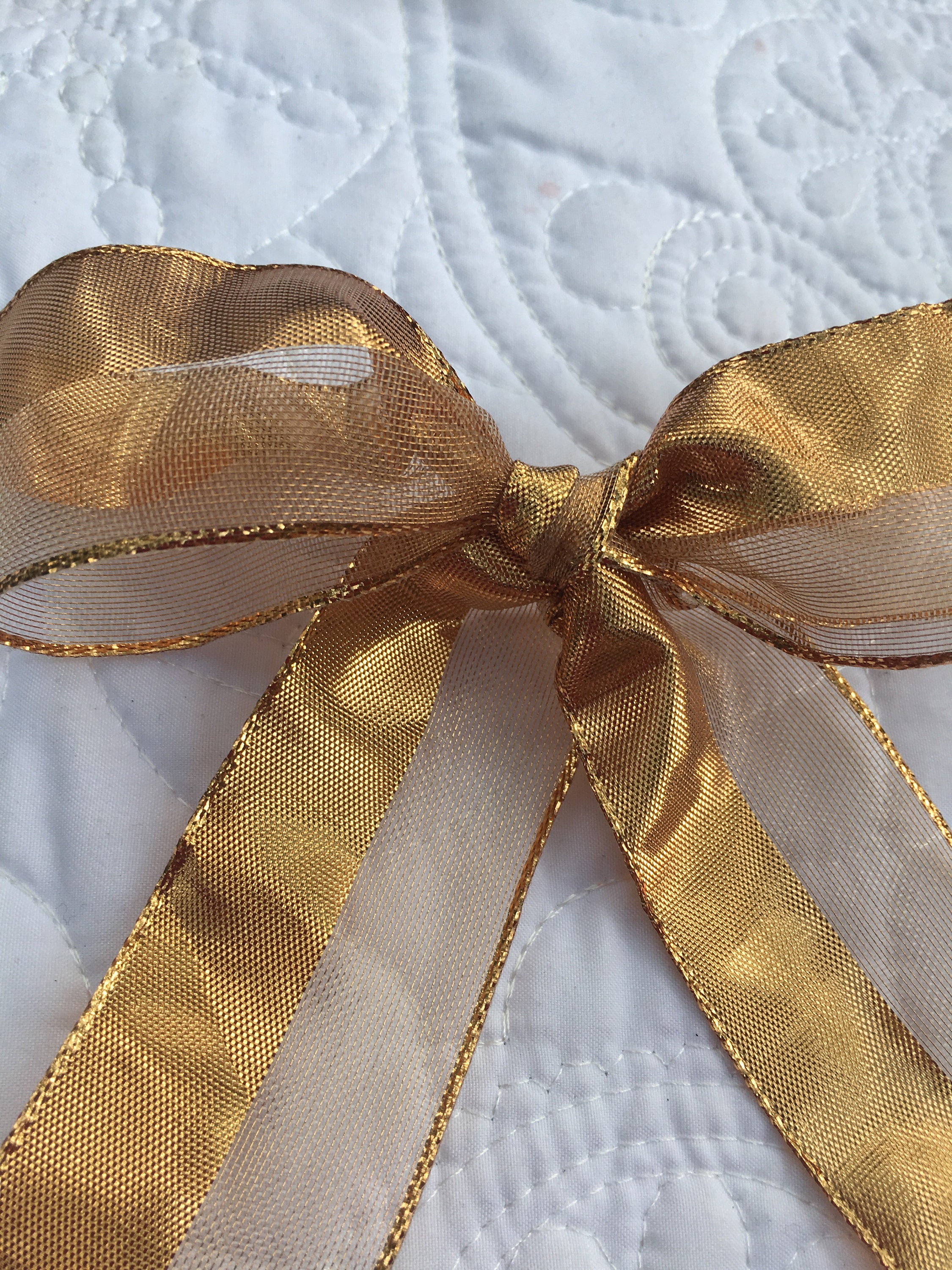 Gold Metallic Wired Ribbon in Silver Copper or Gold for | Etsy