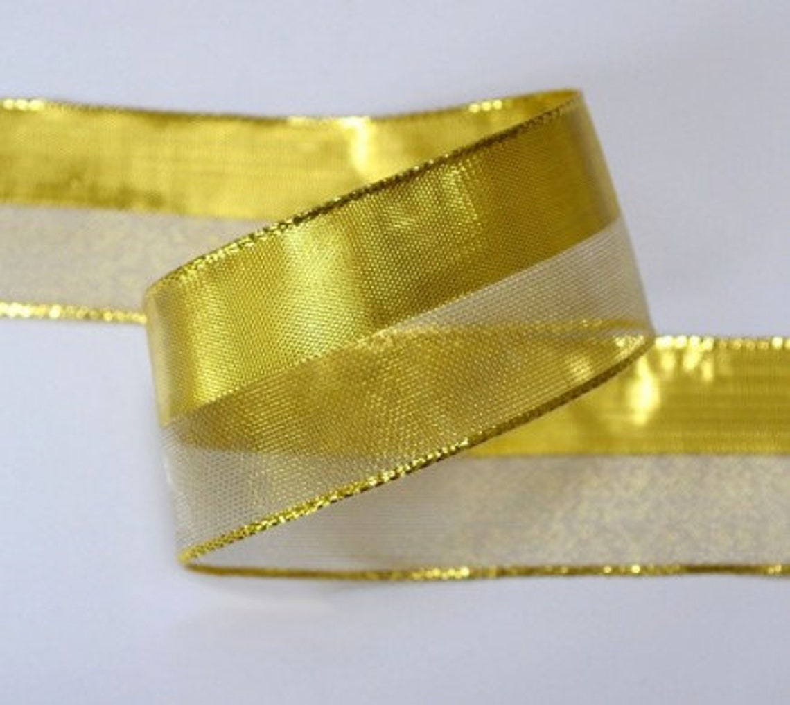 Gold Metallic Wired Ribbon in Silver Copper or Gold for - Etsy