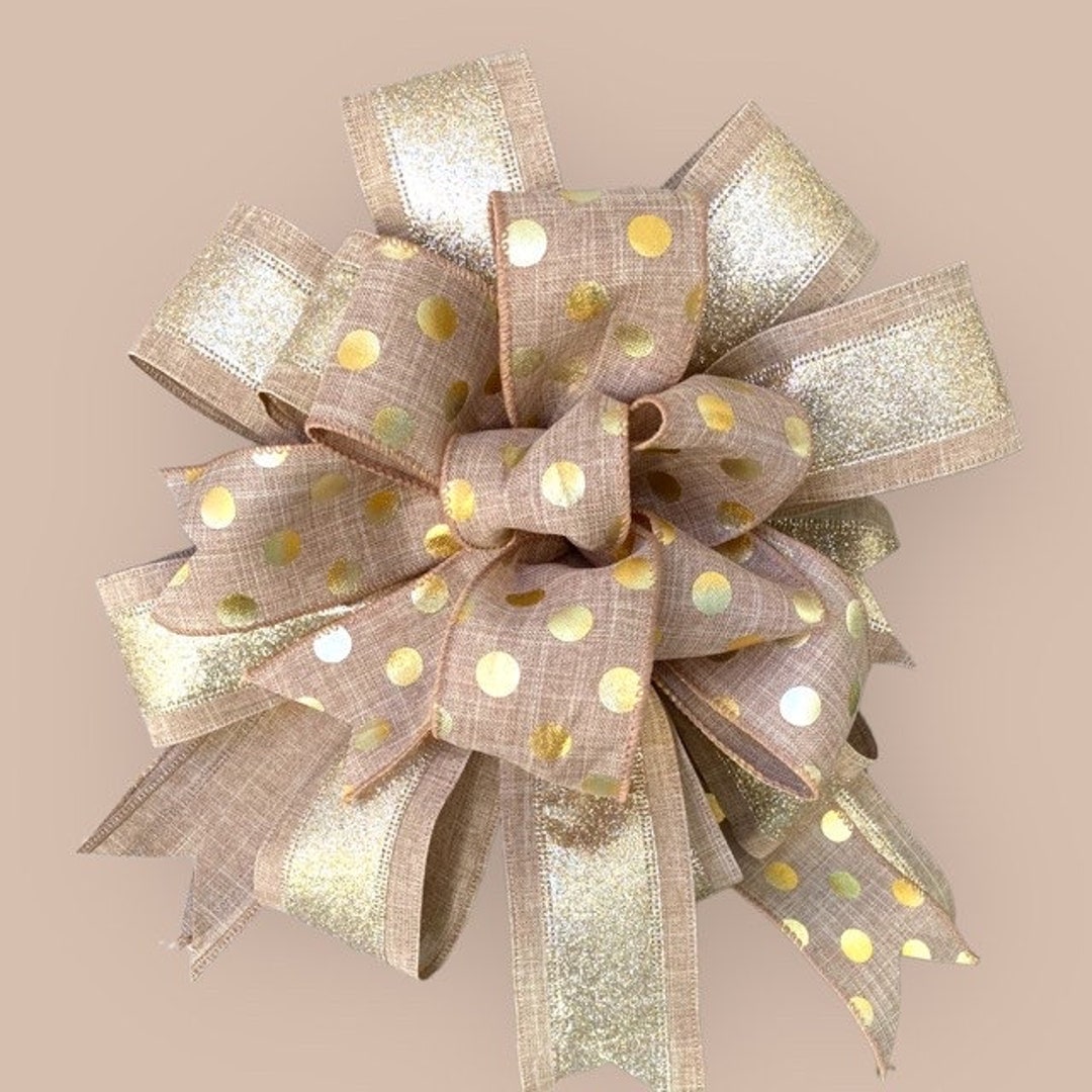 Wedding Bows Large Wired Bows Champagne Polka Dot Bows Modern - Etsy