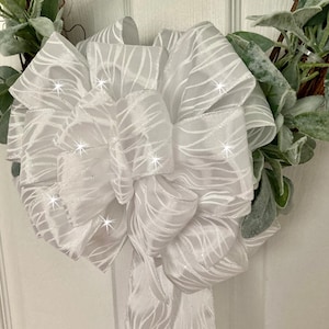 Wedding Bows Large Wired Bows Large White Pew Bows Bridal Shower Bows ...
