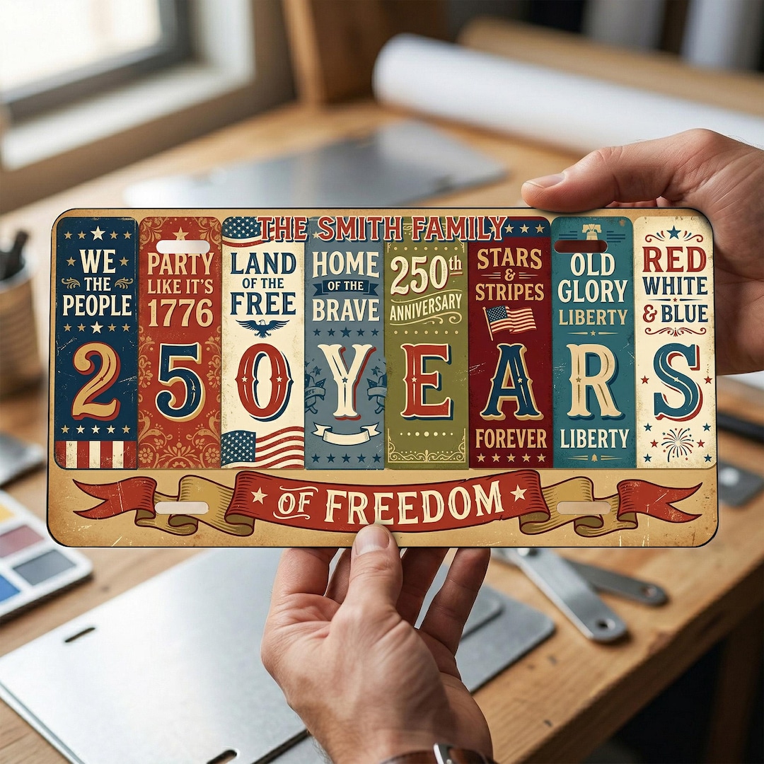 Custom USA 250th Anniversary License Plate, Patriotic 1776-2026 ...