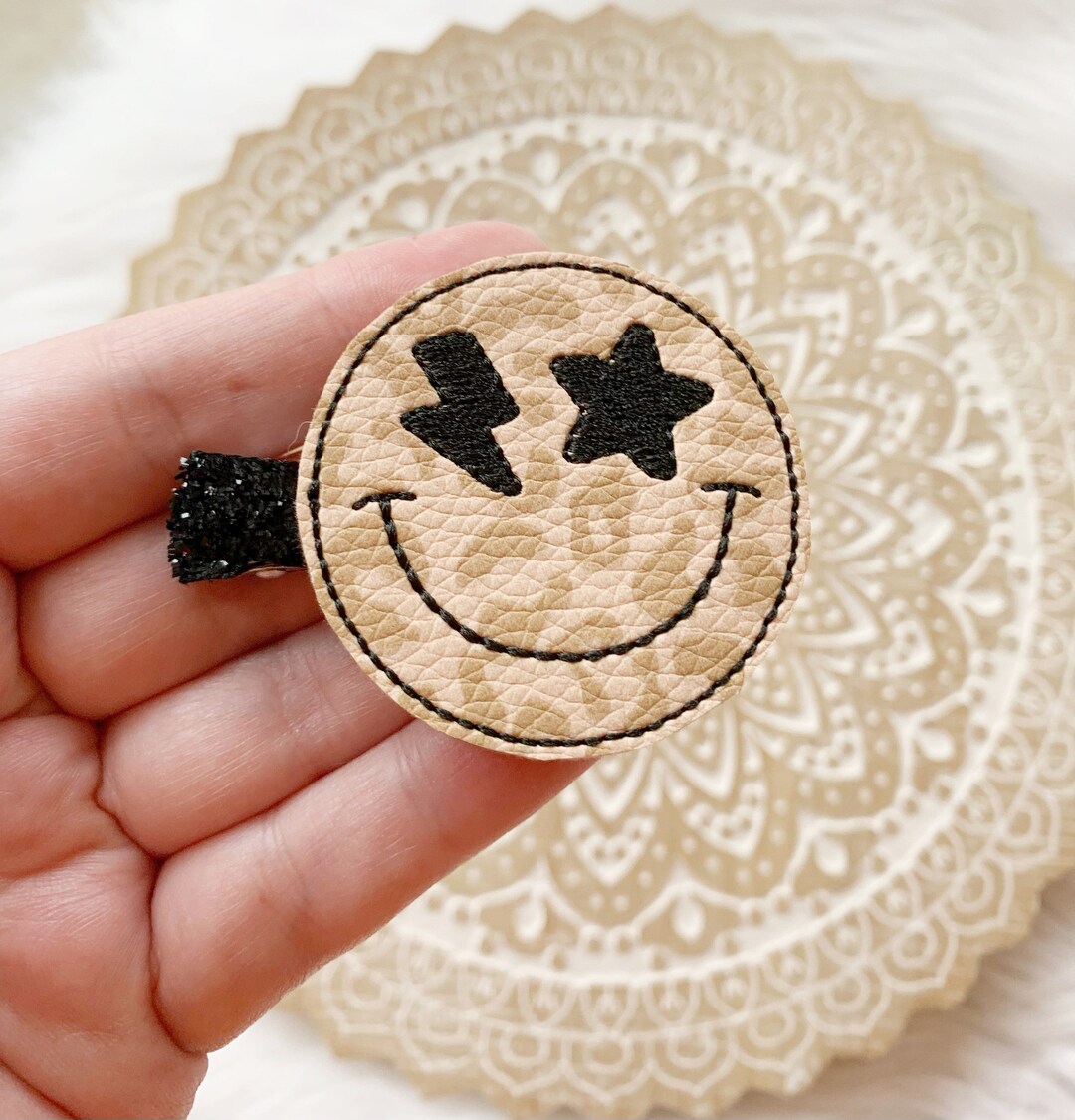 Camo Smiley Hair Clip, Smiley Face Hair Clip, Camo Hair Clip, Gift for ...