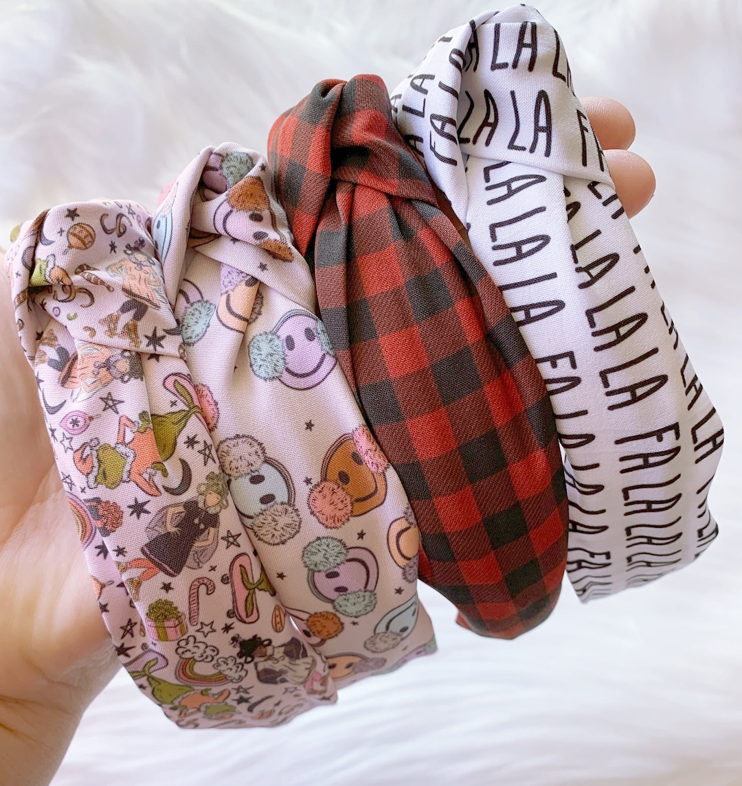 Christmas Fabric Headband, Christmas Knotted Headband, Winter Headband ...