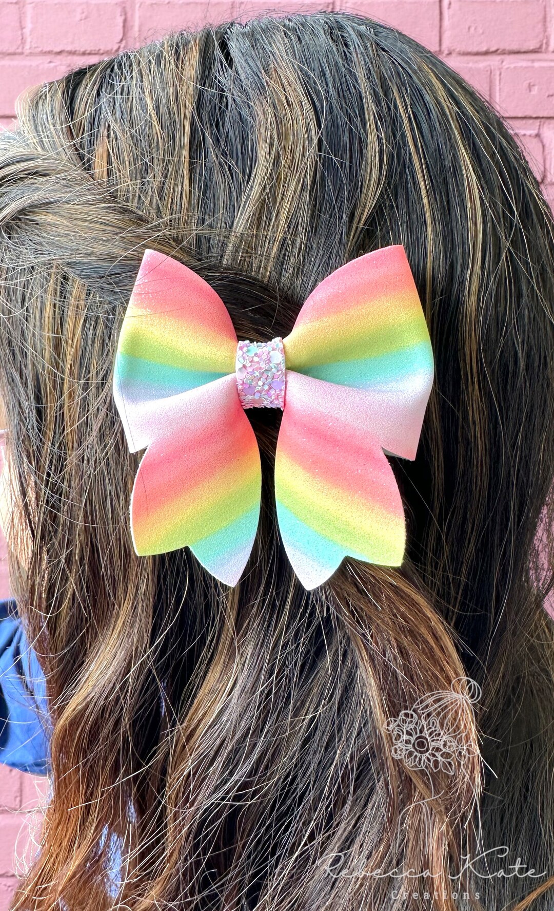Rainbow Fabric Hair Bows, Pig Tail Bows, Rainbow Bows for Toddlers ...