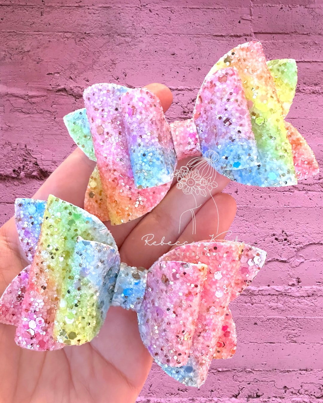 Rainbow Glitter Hair Bow,stanley Cup Bow,glitter Hair Bow,hair Bow for ...
