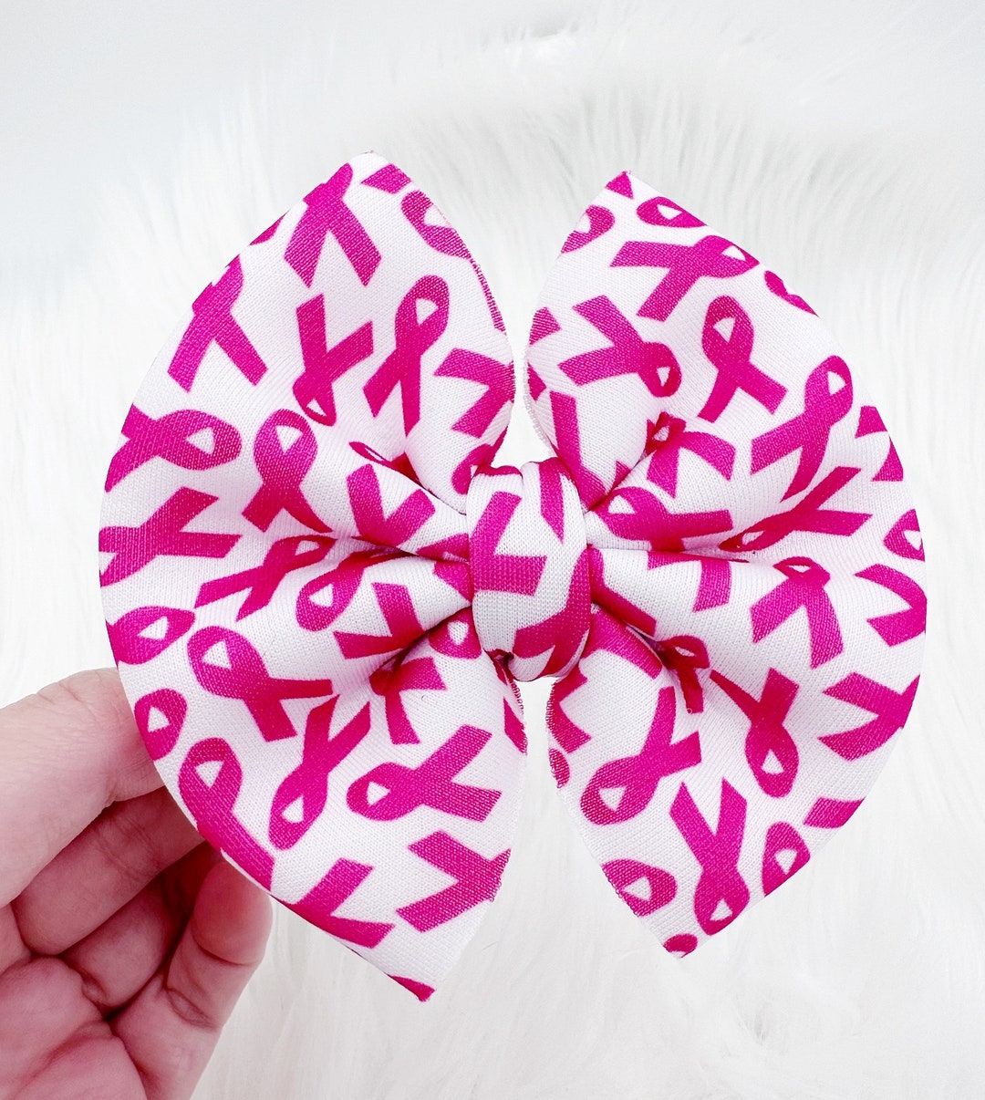 Breast Cancer Awareness Bow, Pink Ribbon Hair Bow, Puff Hair Bows, Bow ...