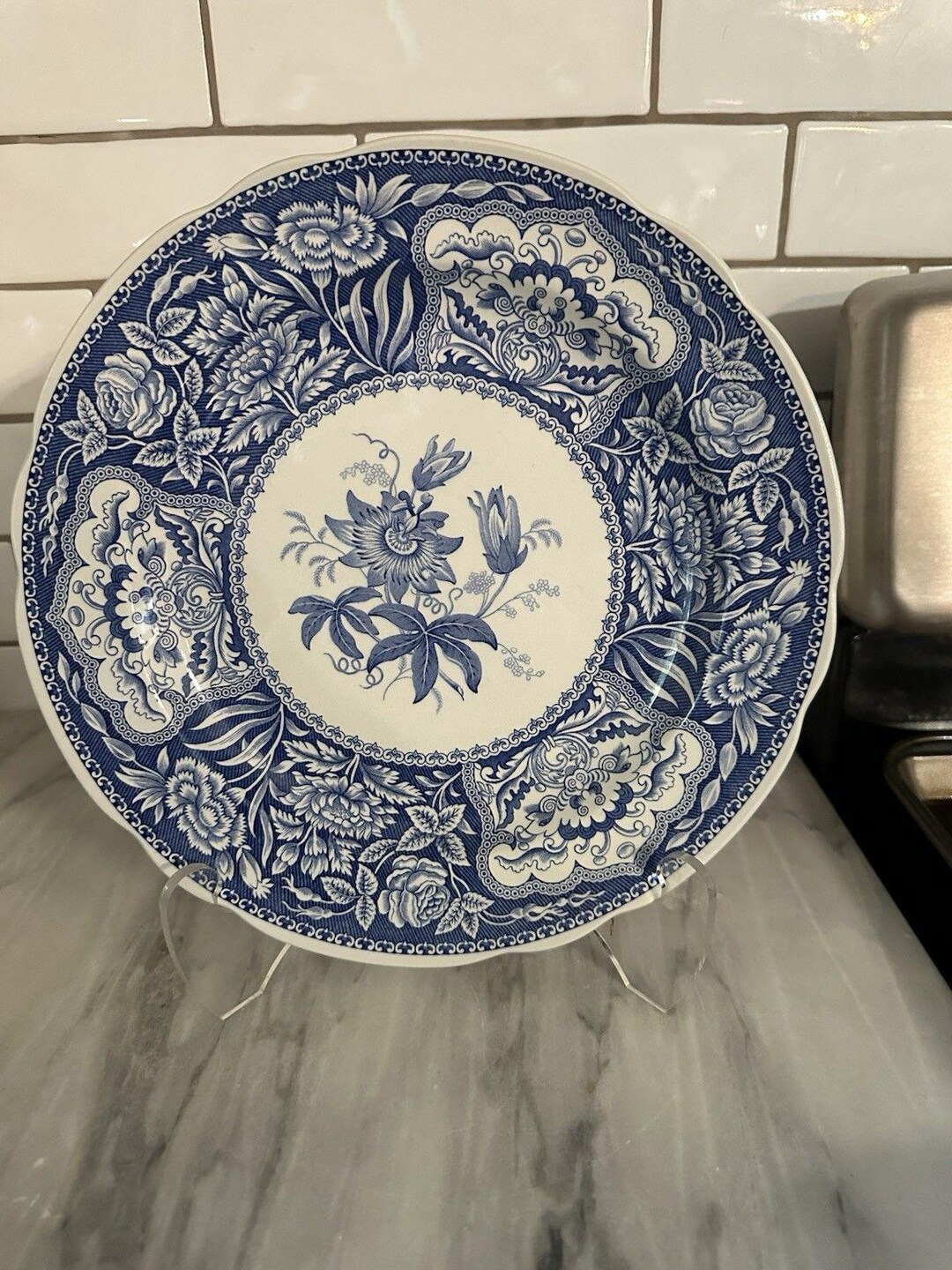 One Spode Blue Room Collection Floral Passion Flower Dinner Plate EUC ...