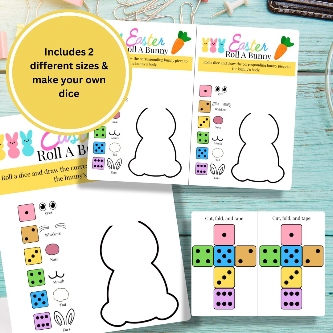 Easter Roll a Bunny Game Printable | Build a Bunny Dice Activity ...