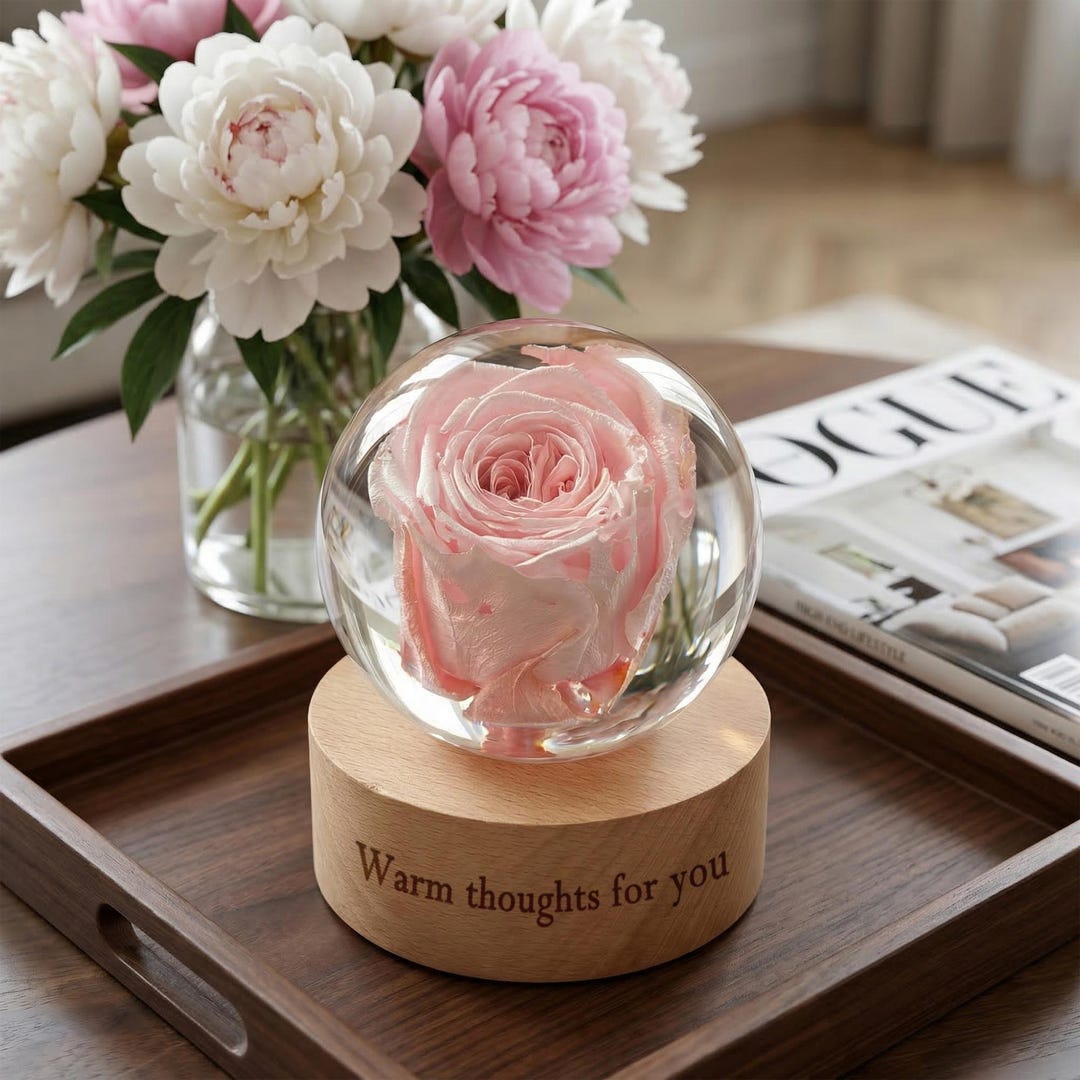 Preserved Rose Night Light, Personalized Resin Rose Gift for Mom ...