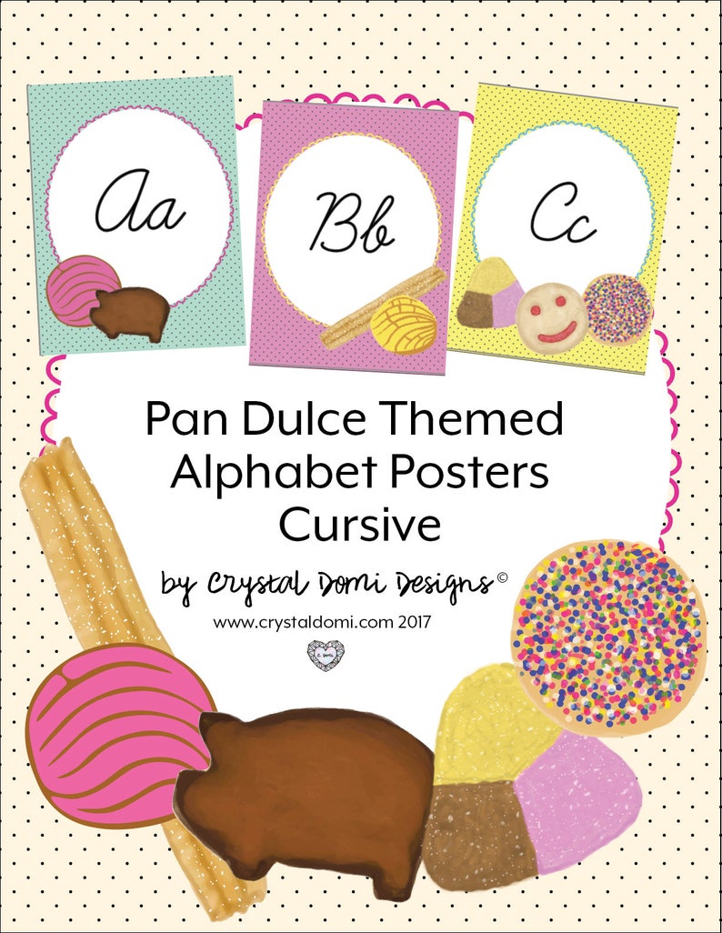 Pan Dulce Themed Cursive Alphabet Classroom Decor by Crystal | Etsy