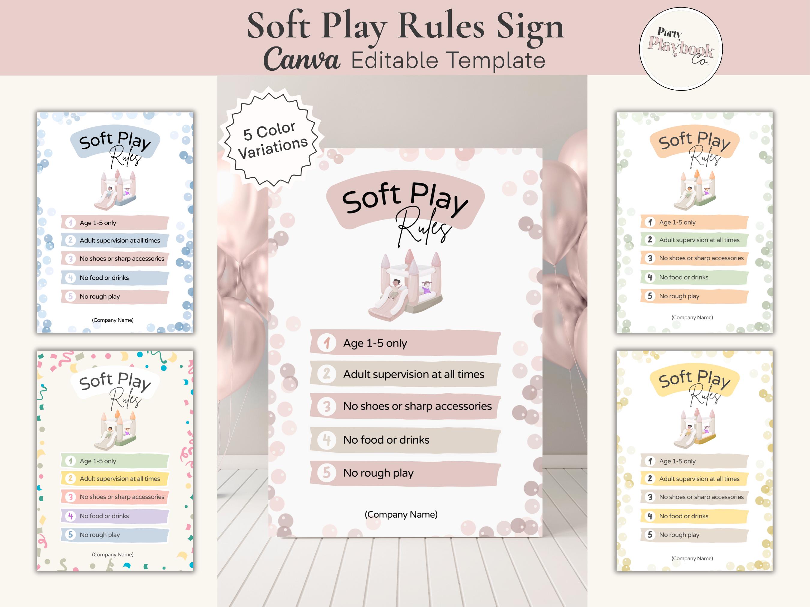 Soft Play Rules Sign | Bounce House Rules Poster | Canva Editable ...
