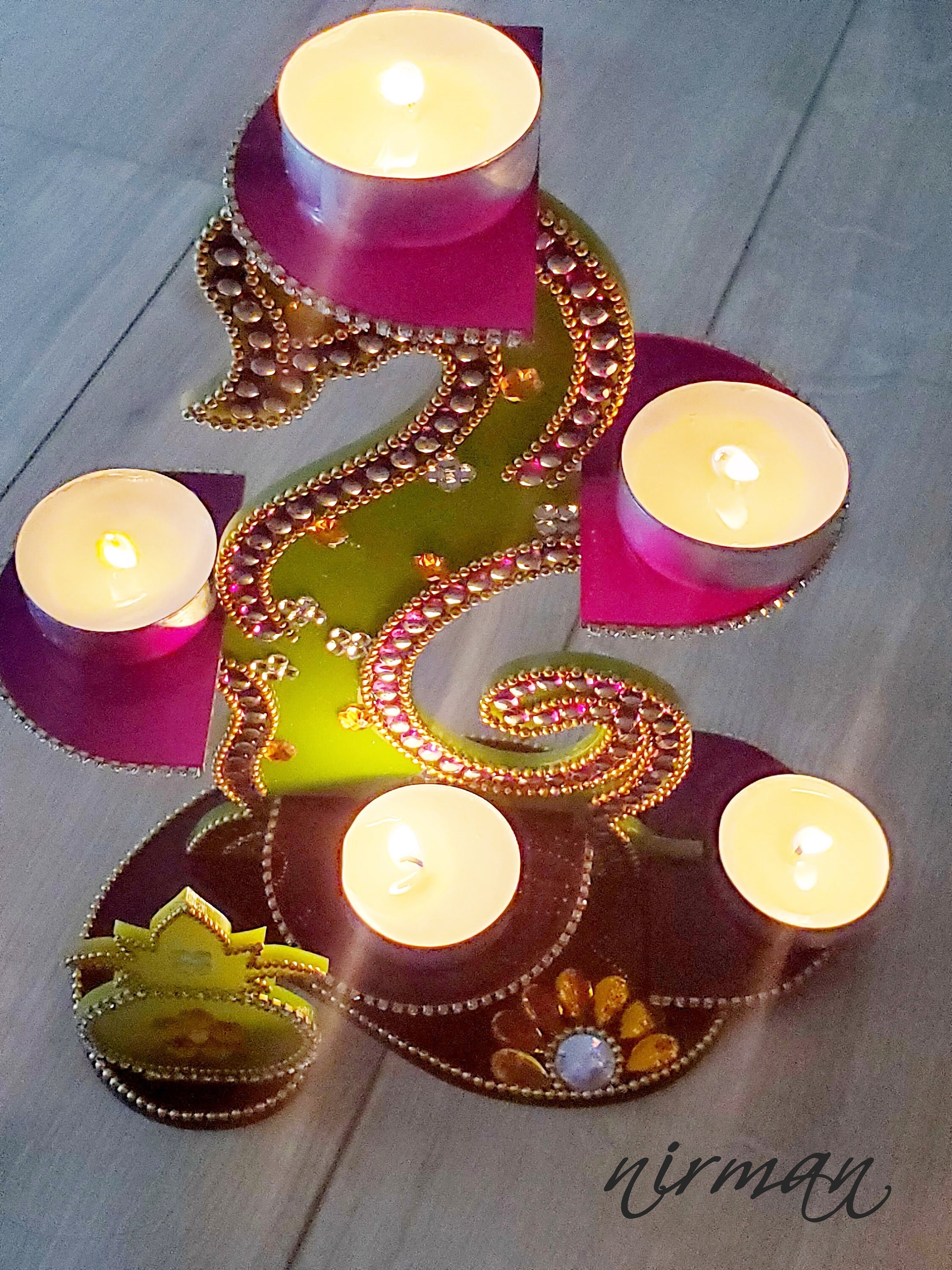 Acrylic Peacock Candle Art Diwali Rangoli Bollywood Inspired, Indian ...