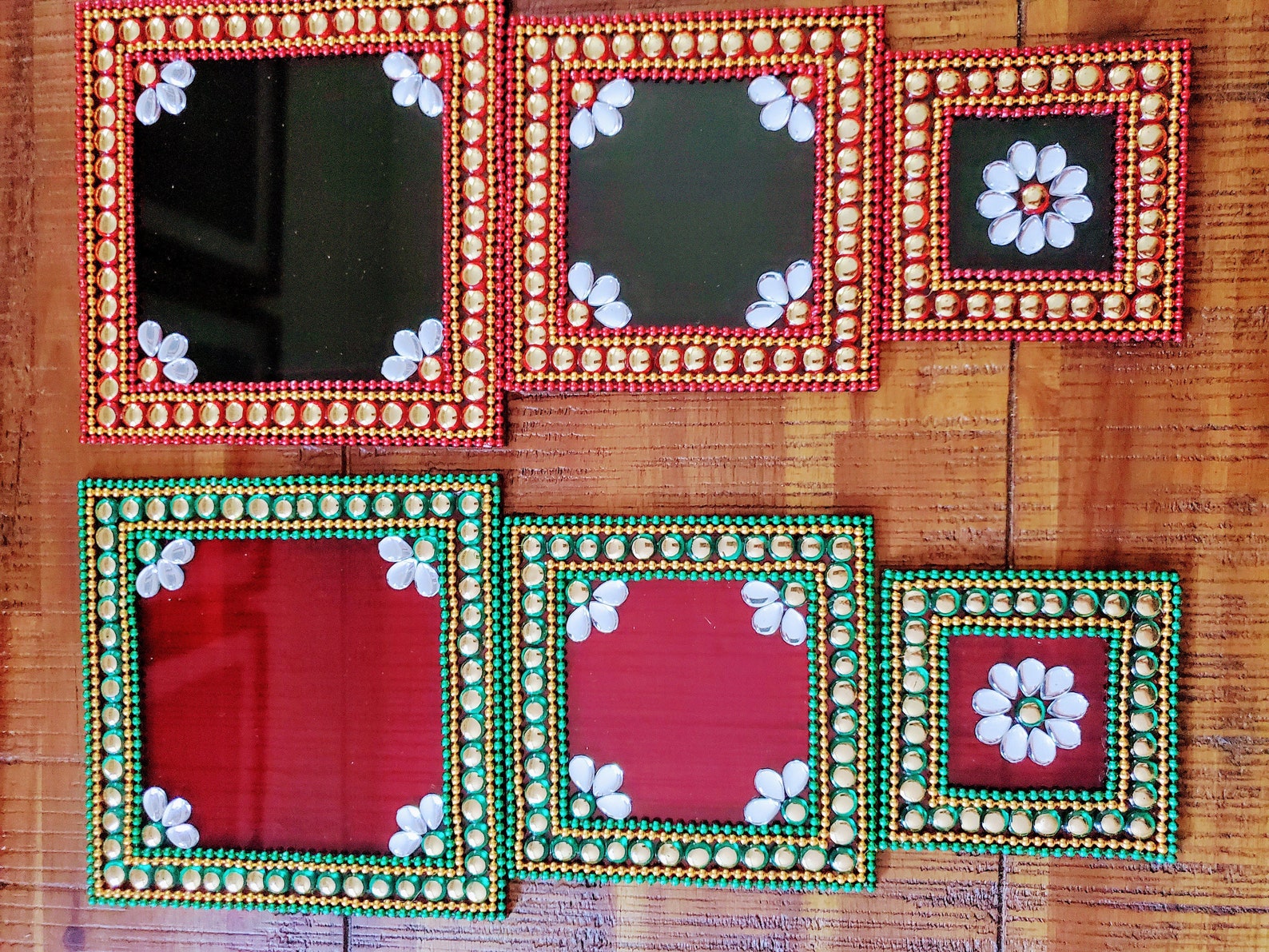 Diwali Decor, Tiered Rangoli, Green Square Rangoli, Acrylic Rangoli, 3 ...