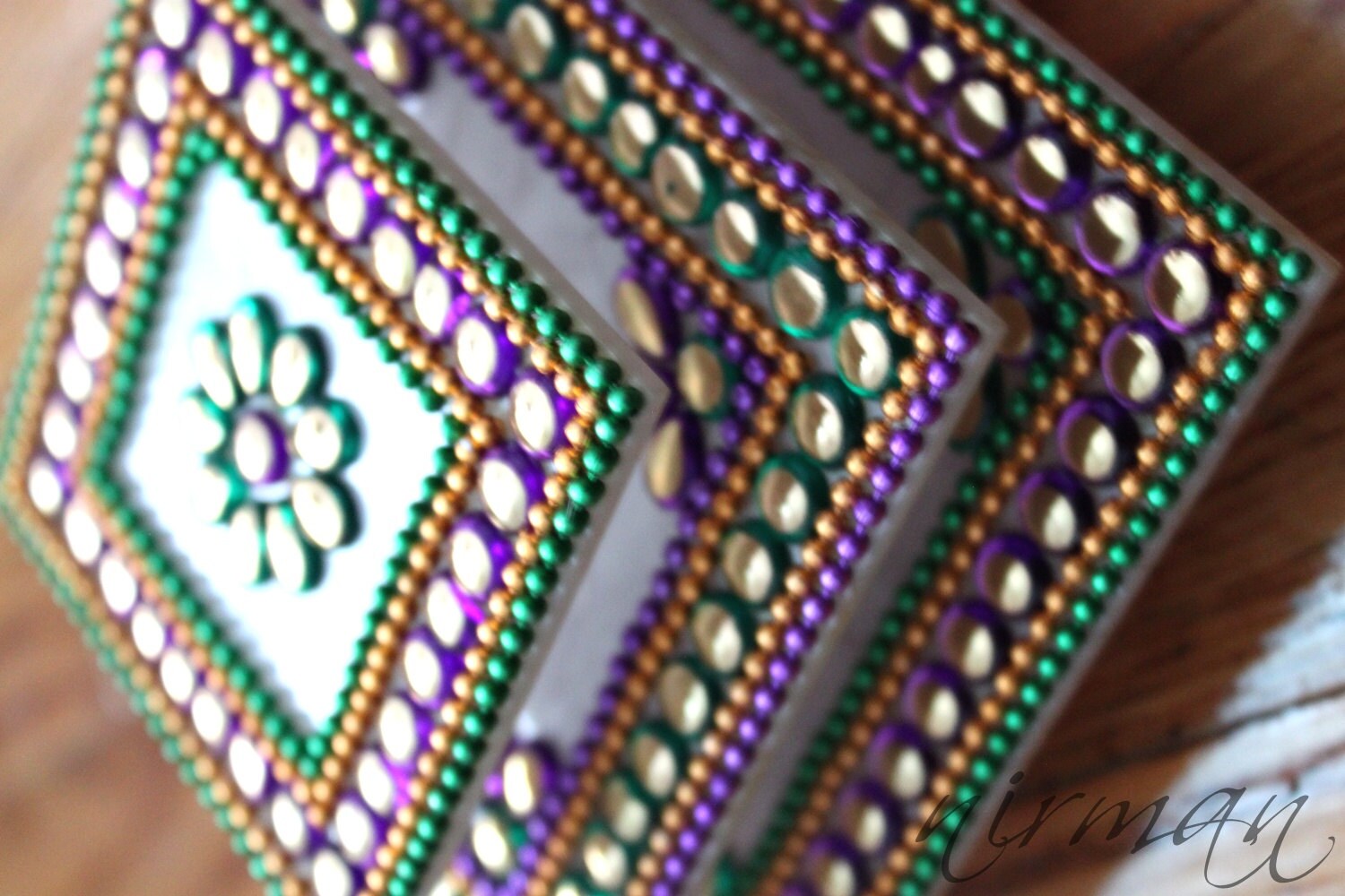 Diwali Decor, Tiered Rangoli, Green Square Rangoli, Acrylic Rangoli, 3 ...