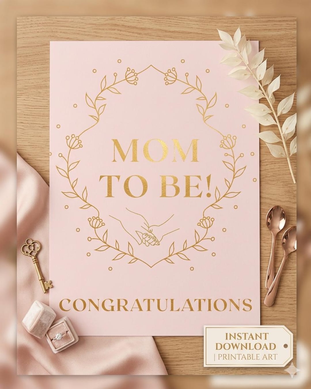 Pregnancy Congratulations Card, Mom to Be, Baby Shower, Minimalist ...