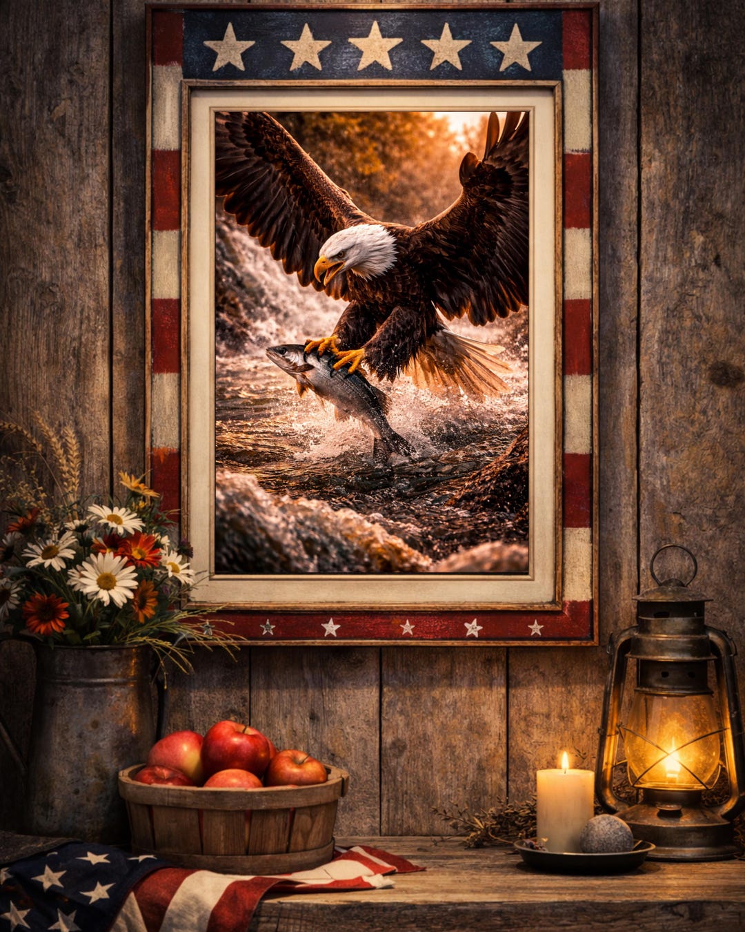 Bald Eagle Catching Fish Wall Art, Dramatic Wildlife Nature Print ...