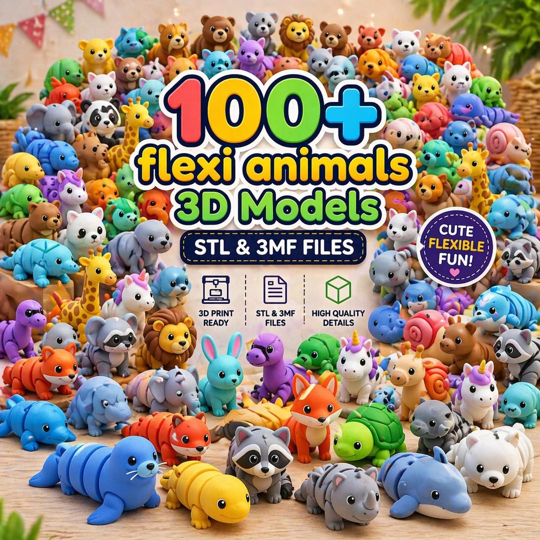 Flexi Animal STL Files Bundle – Articulated 3D Print Animals ...