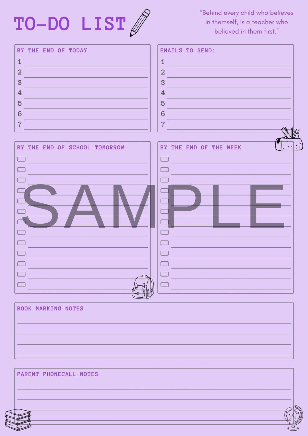 Editable Teacher to Do List Template - Etsy