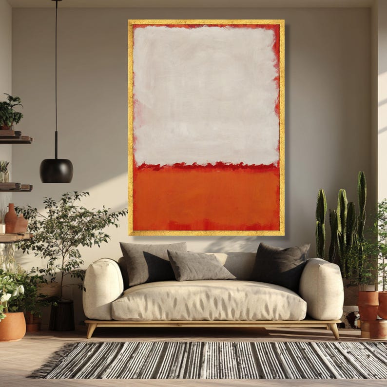 Mark Rothko White and Orange Color Field Canvas Print, Minimalist ...
