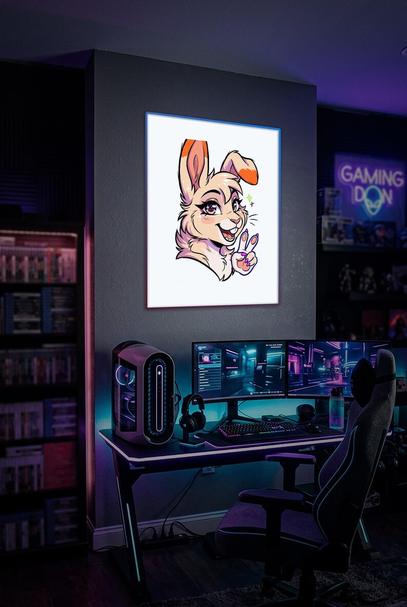 Fun Furry Fandom Rabbit Girl Grungy Whimsical Poster - Furry Anthro ...