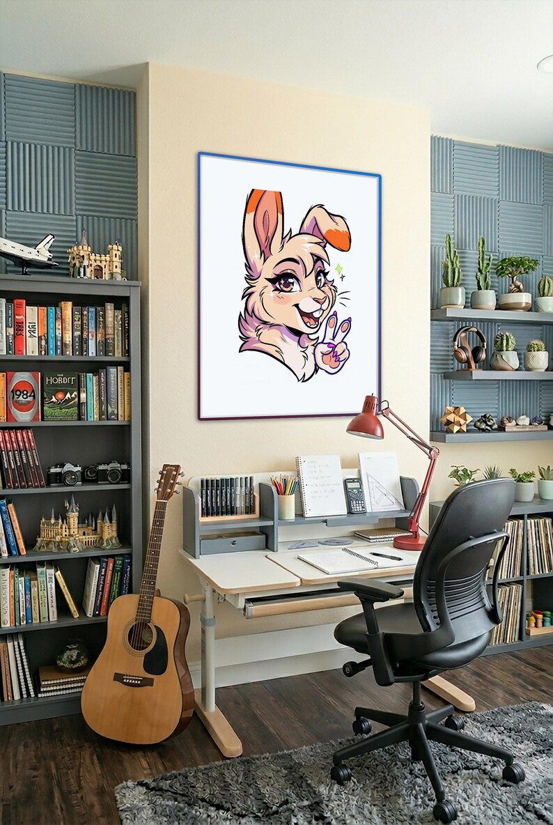 Fun Furry Fandom Rabbit Girl Grungy Whimsical Poster - Furry Anthro ...