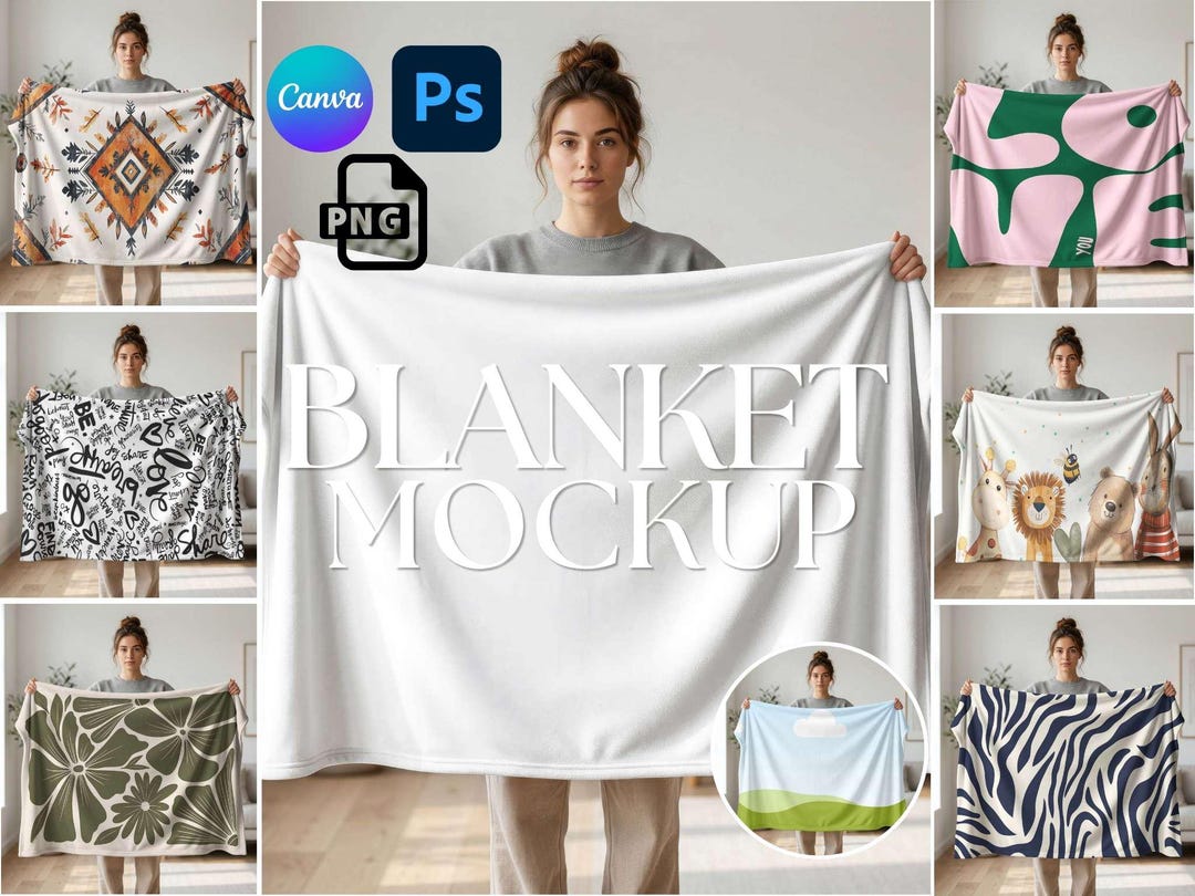 Blanket Mockup Template Velveteen Plush Blanket Mock Up, Realistic ...
