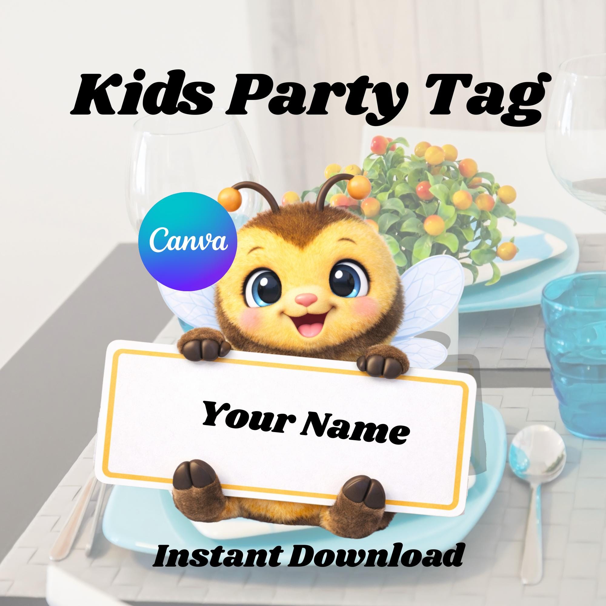 Editable Bee Place Card Template, Kids Birthday Party Decor, Bumblebee ...