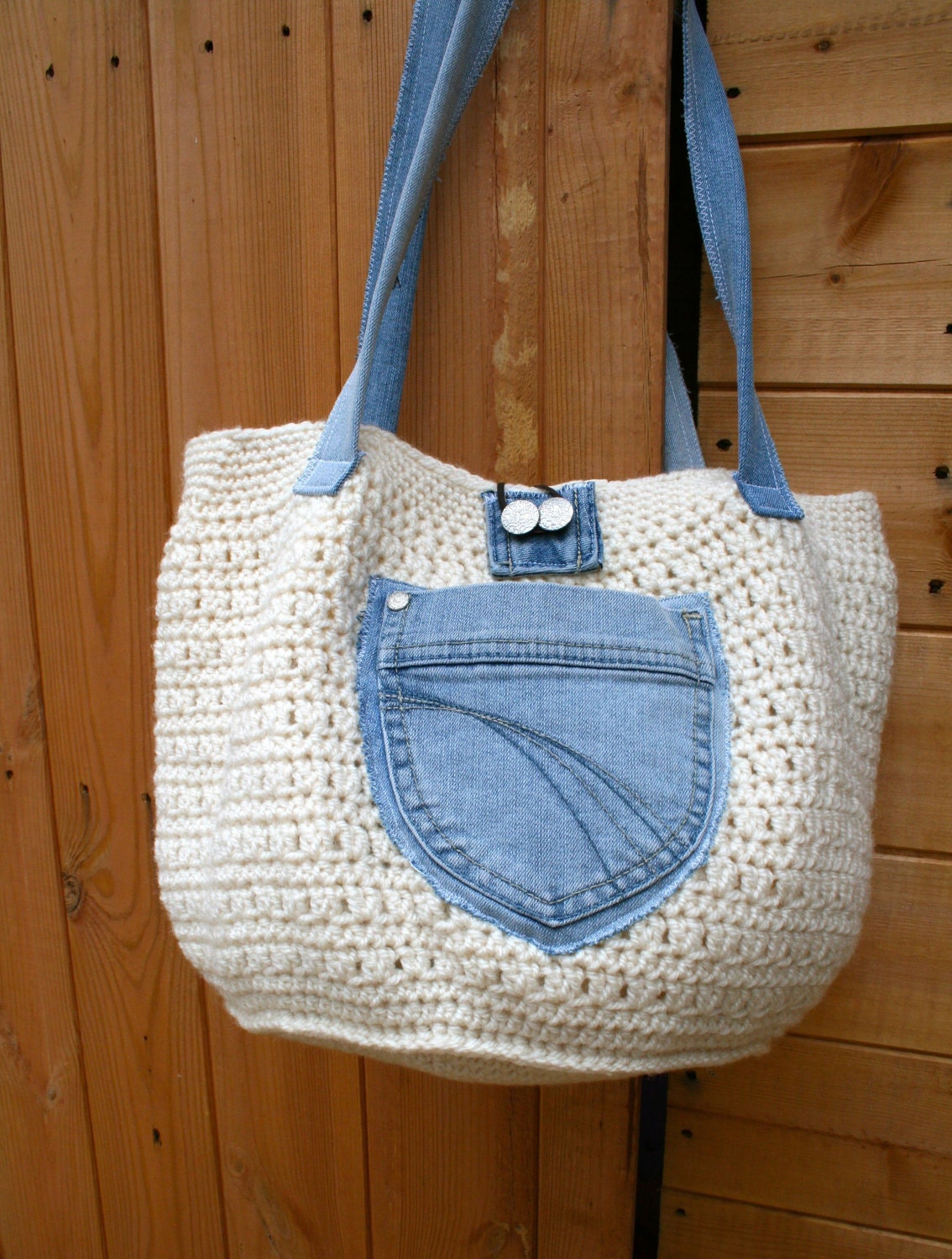 Crochet bag pattern crochet and up cycled jeans bag pattern | Etsy