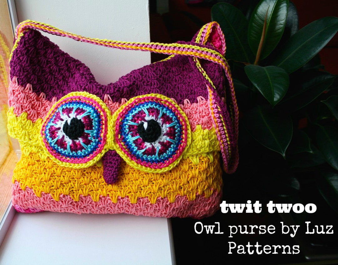 Owl Pattern, Crochet Owl Purse Pattern, Crochet Color Bag Pattern, Boho ...