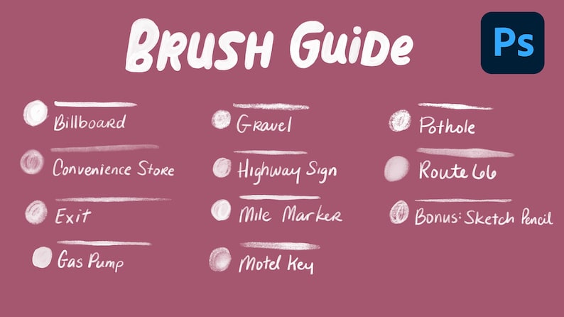 Road Trip Photoshop Brush Pack – Roadside Rest Stop Textures – ABR for ...