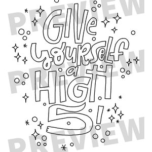 INSTANT DOWNLOAD High Five Coloring Page Illustration - Etsy