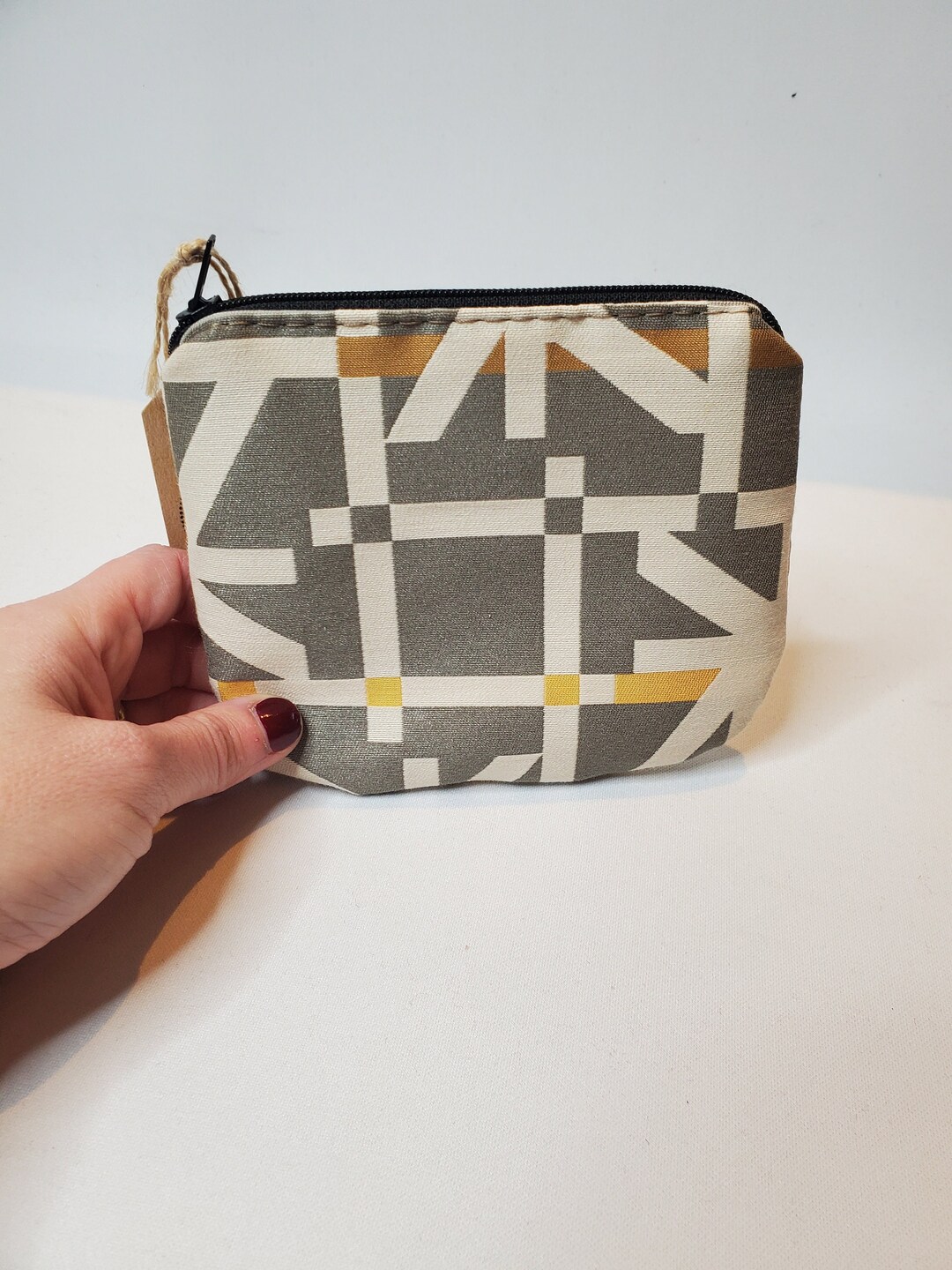 Upcycled Zip Pouch: Geometric Pattern Small Wallet - Etsy