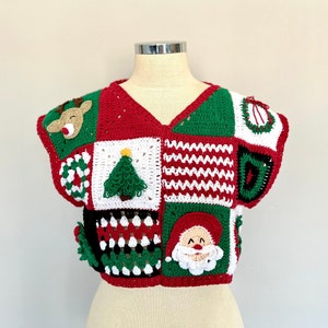 Christmas Handkint Vest, Crochet Vest, Cozy Holiday Waistcoat, HAND ...