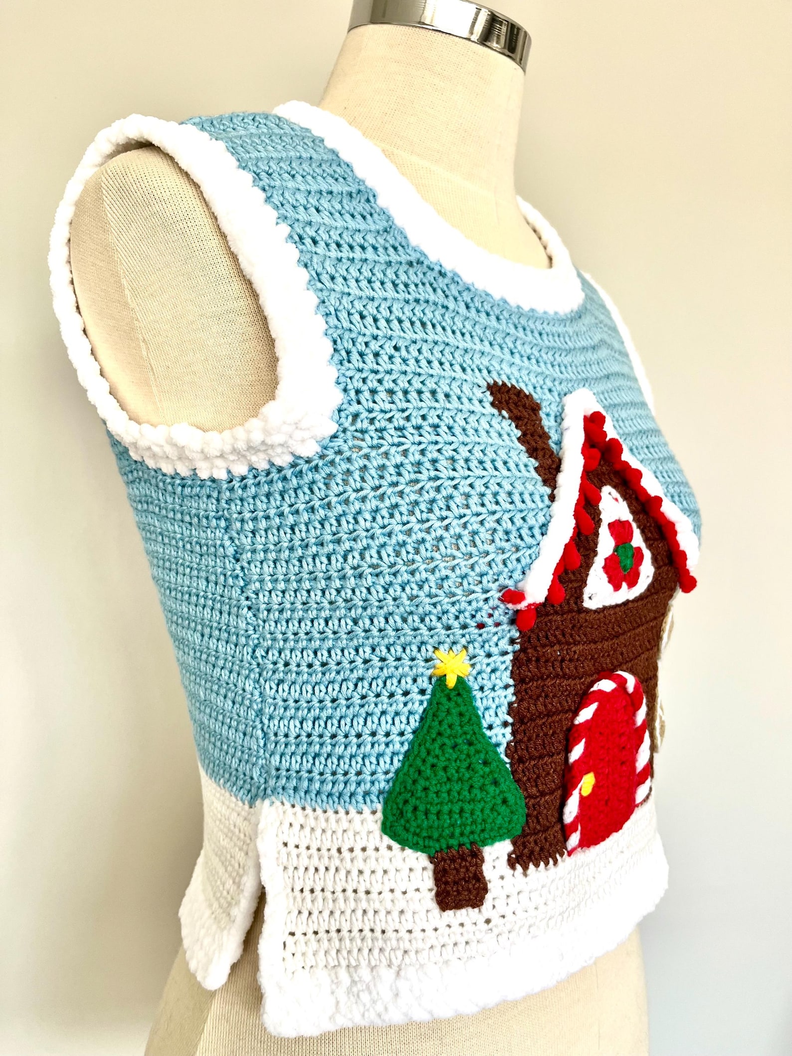 Crochet Christmas Vest, Handknit Vest, Cozy Holiday Waistcoat, HAND ...