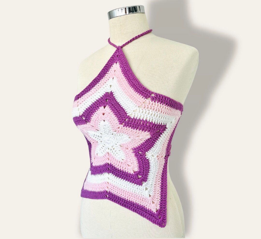 Crochet Star Top Star Halter Top Hand Knitting Cotton Top - Etsy