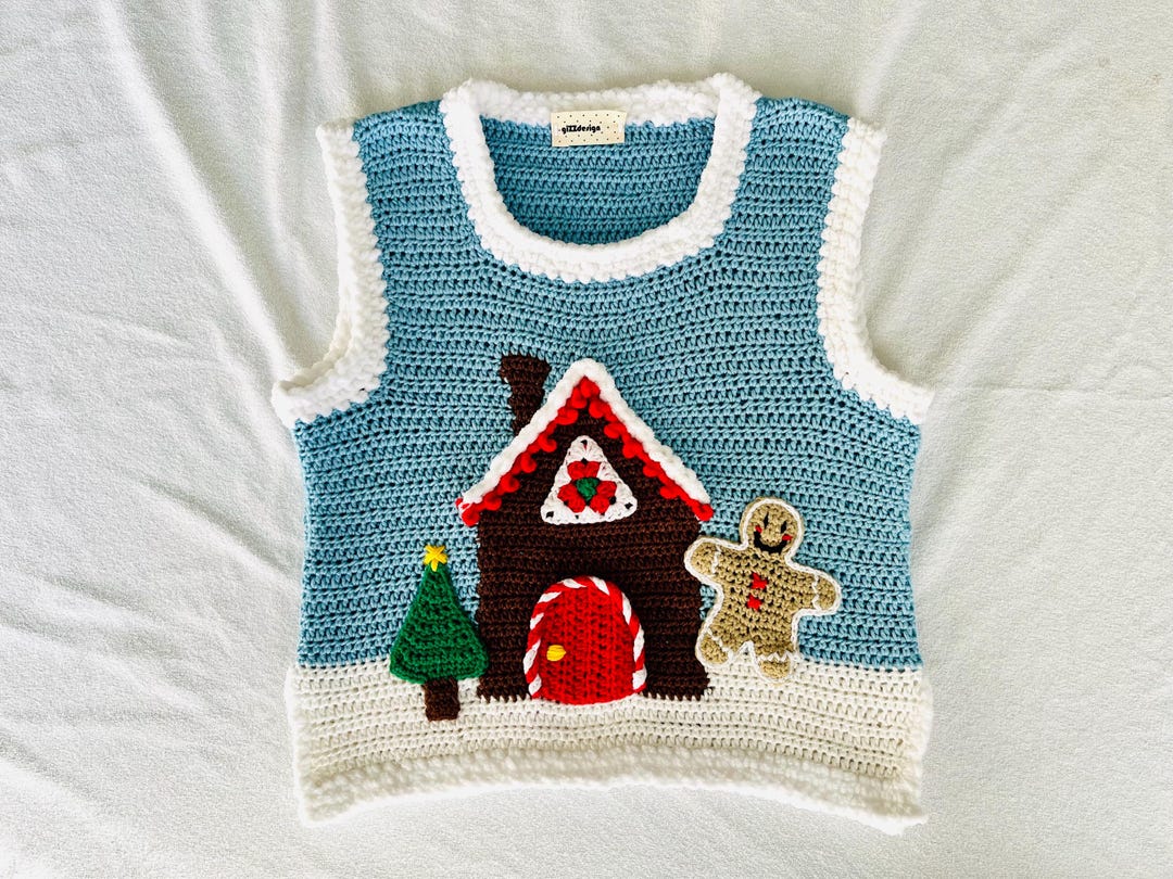 Crochet Christmas Vest, Handknit Vest, Cozy Holiday Waistcoat, HAND ...