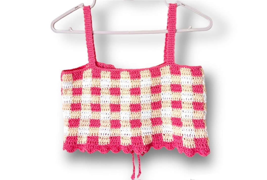 Barbie Pink Crop Top, Crochet Mini Top, Handmade Top, Hand Knit Crop ...