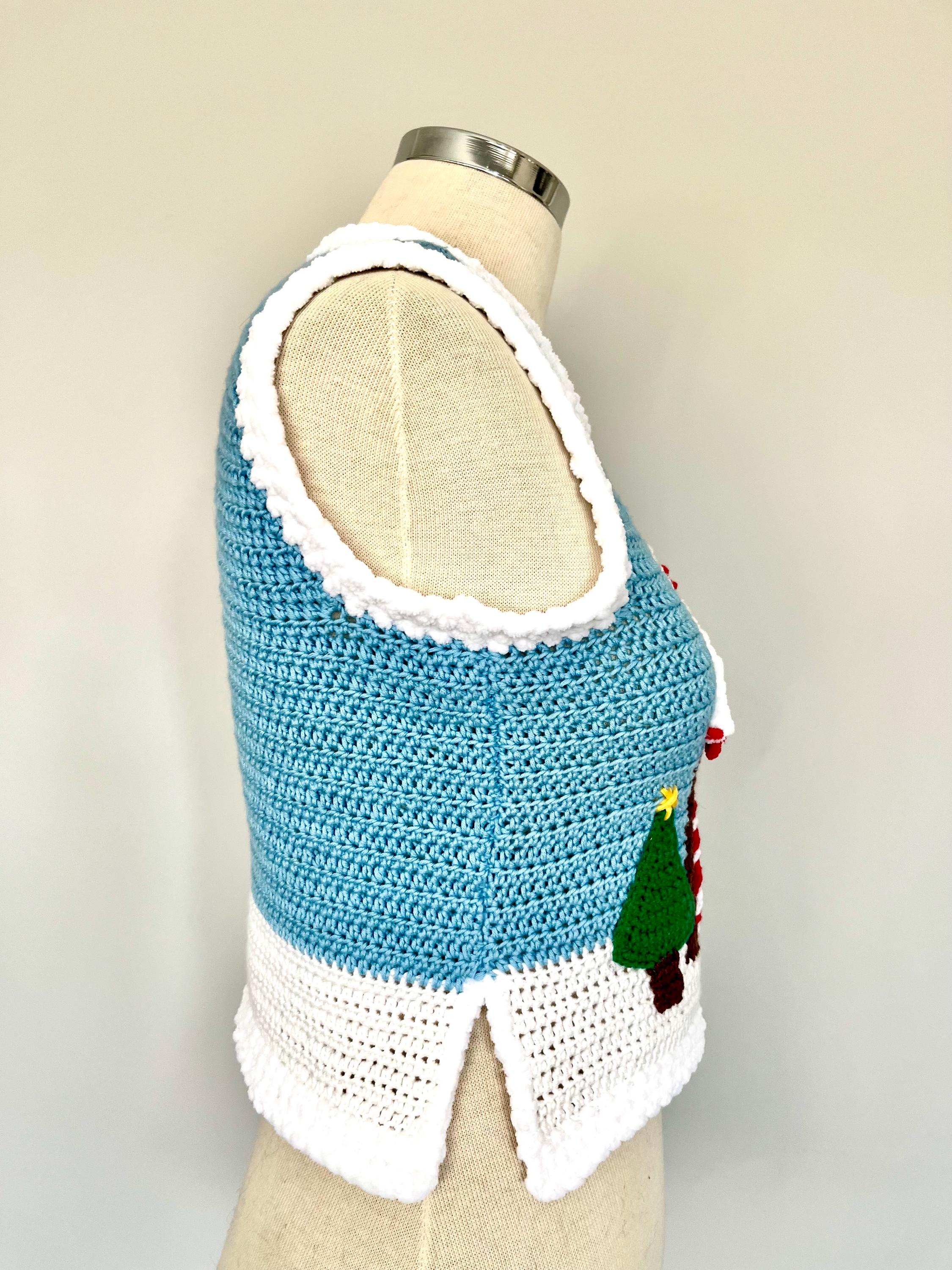 Crochet Christmas Vest, Handknit Vest, Cozy Holiday Waistcoat, HAND ...