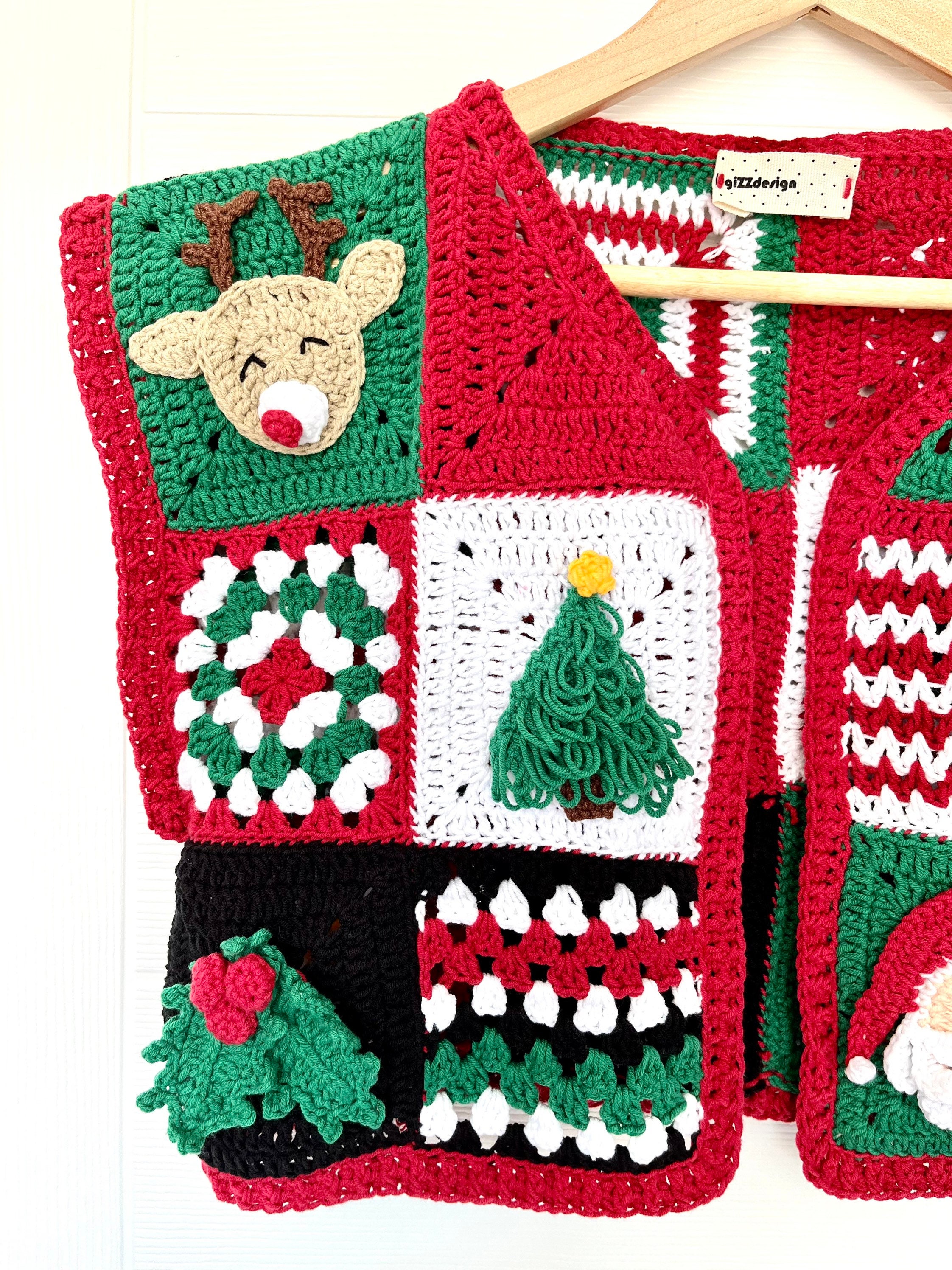 Hand-knitted Christmas Crochet Vest: Holiday Waistcoat - Etsy